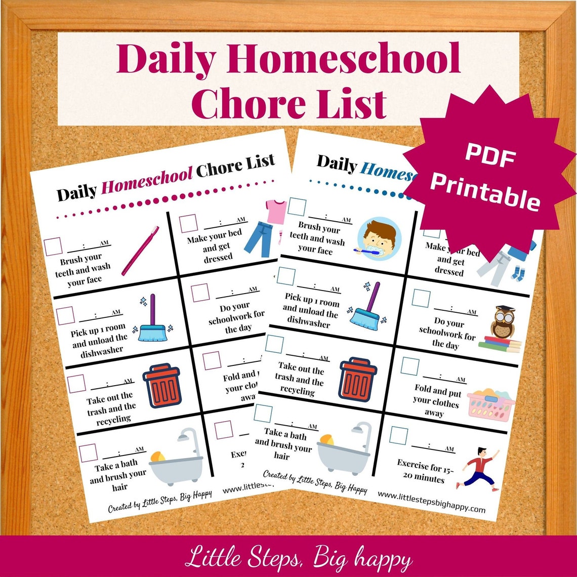 Daily Homeschool Chore List | Chore Chart for Kids | Printable Chore ...