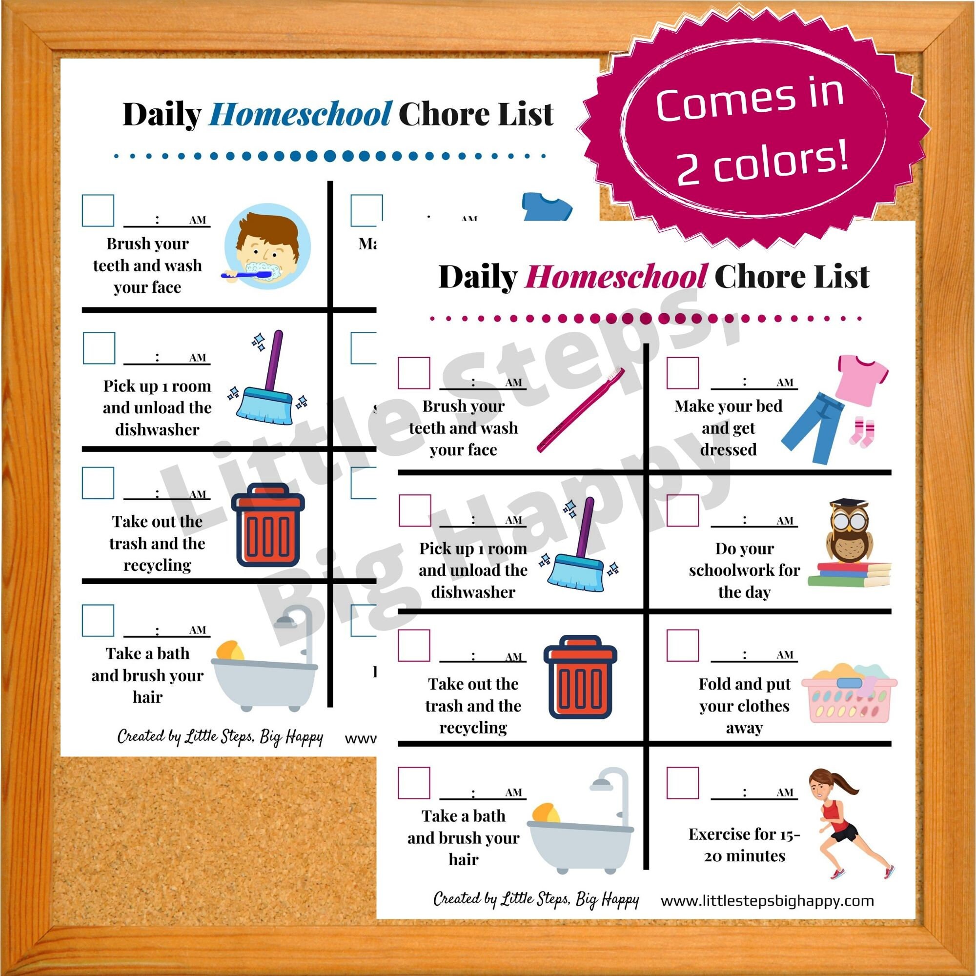 Daily Homeschool Chore List | Chore Chart for Kids | Printable Chore ...
