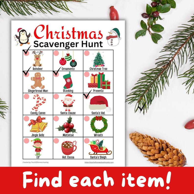 Christmas Scavenger Hunt for Kids, Christmas Activity, Christmas ...