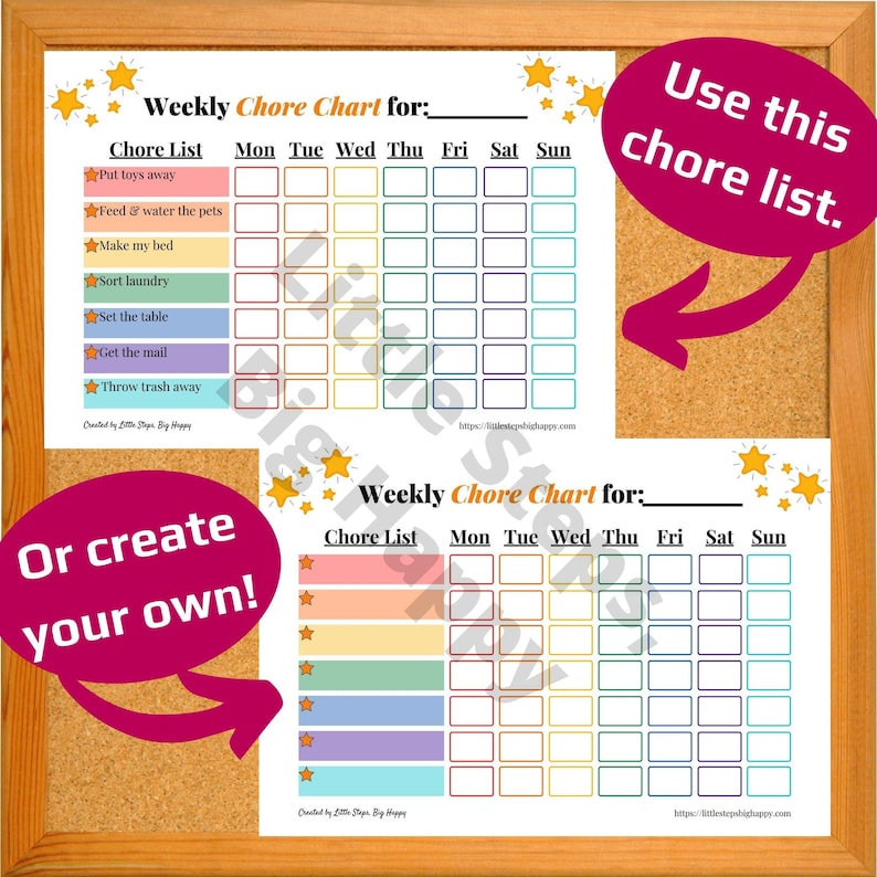 Weekly Chore Chart Ages 3-4 | Chore Chart for Kids | Printable Chore ...