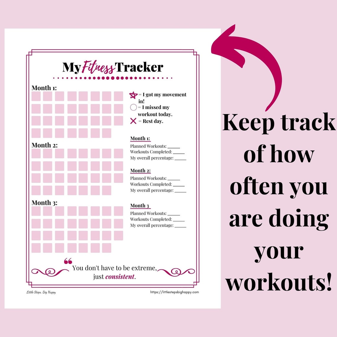 90 Day Fitness Planner and Tracker Printable Workout Journal Daily ...