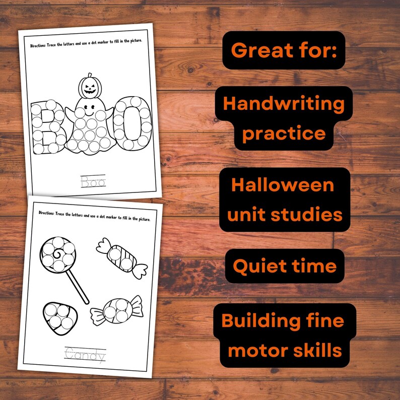 Halloween Printable Dot Marker Worksheets for Kids, Halloween Activity ...