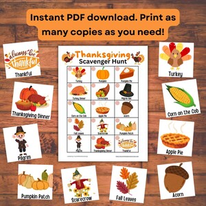 Thanksgiving Scavenger Hunt for Kids, Thanksgiving Activity ...