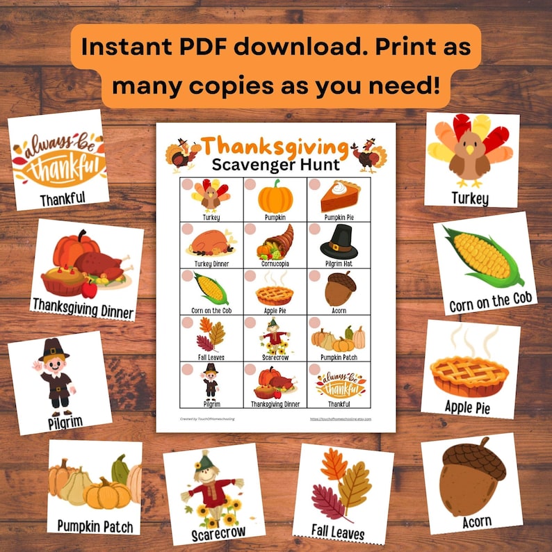 Thanksgiving Scavenger Hunt for Kids, Thanksgiving Activity ...