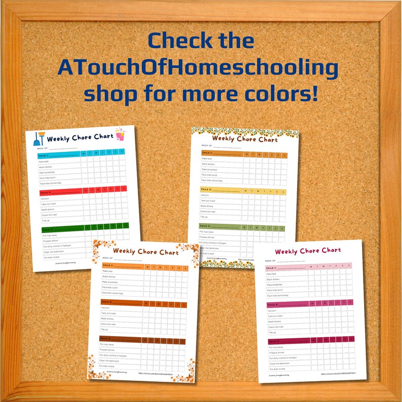 Chore Chart for 3 Kids: Weekly Family Checklist (printable PDF) - Etsy