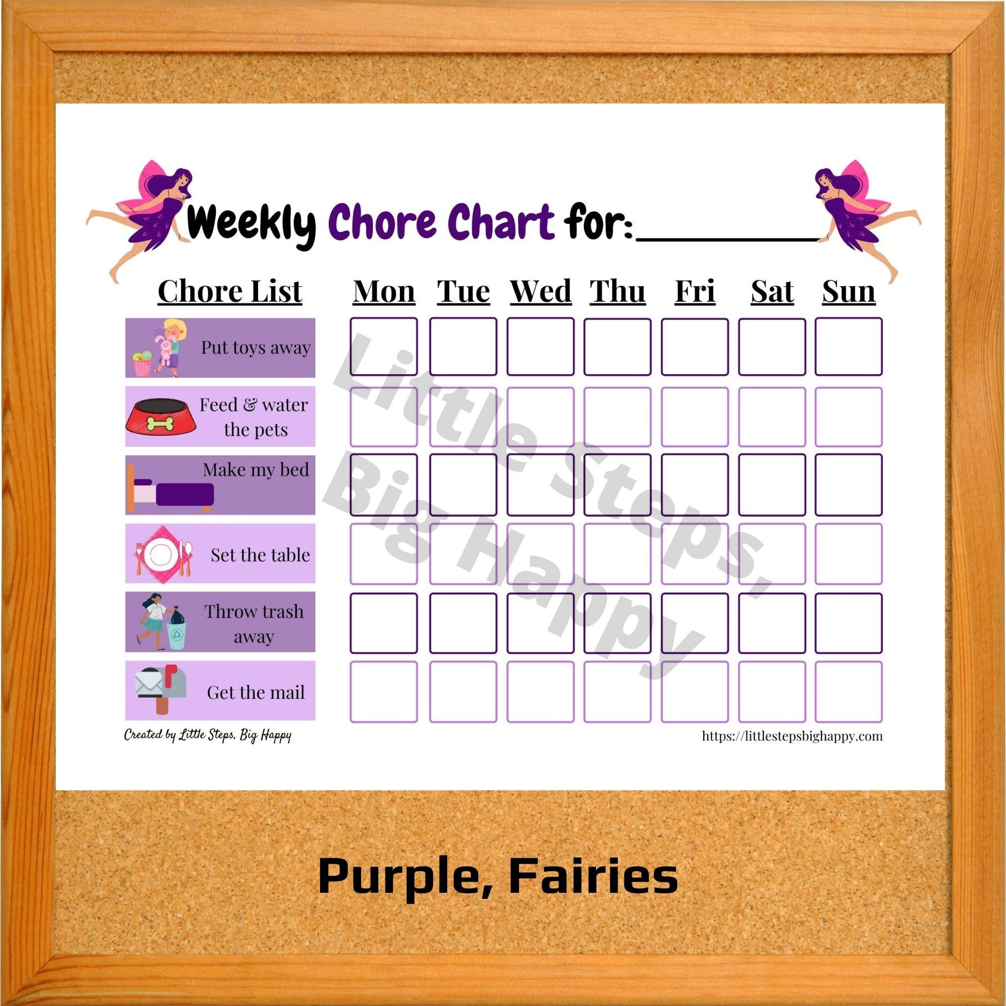 Customizable Printable Weekly Chore Chart for Kids | Chore List W ...