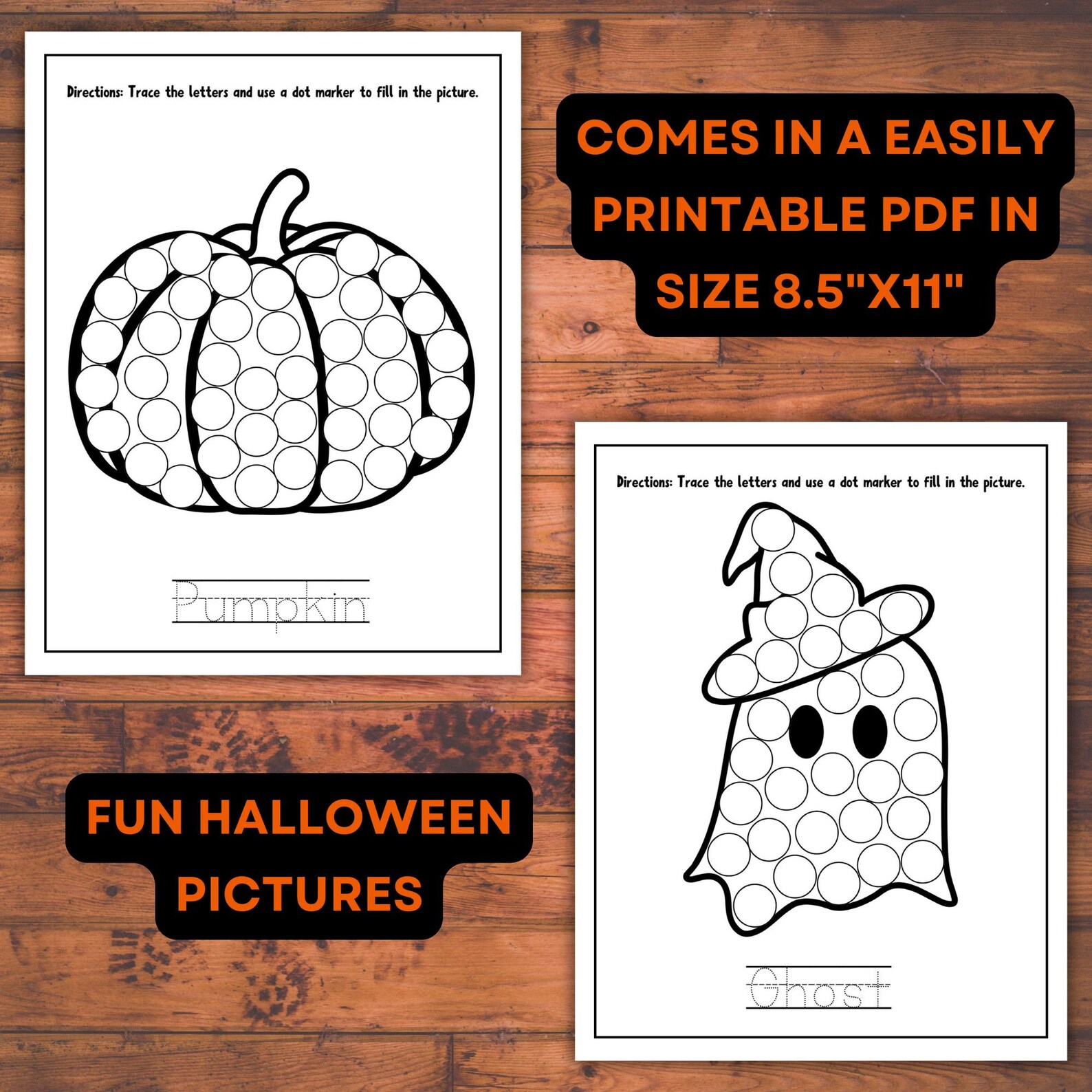 Halloween Printable Dot Marker Worksheets for Kids, Halloween Activity ...