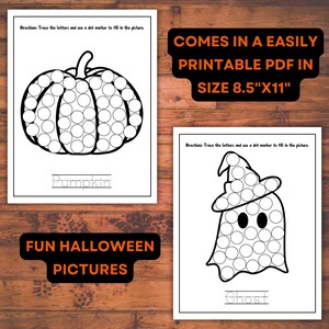 Halloween Printable Dot Marker Worksheets for Kids, Halloween Activity ...