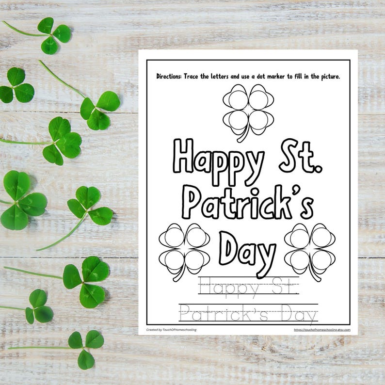 St. Patrick's Day Printable Dot Marker Worksheets for Kids, Saint ...
