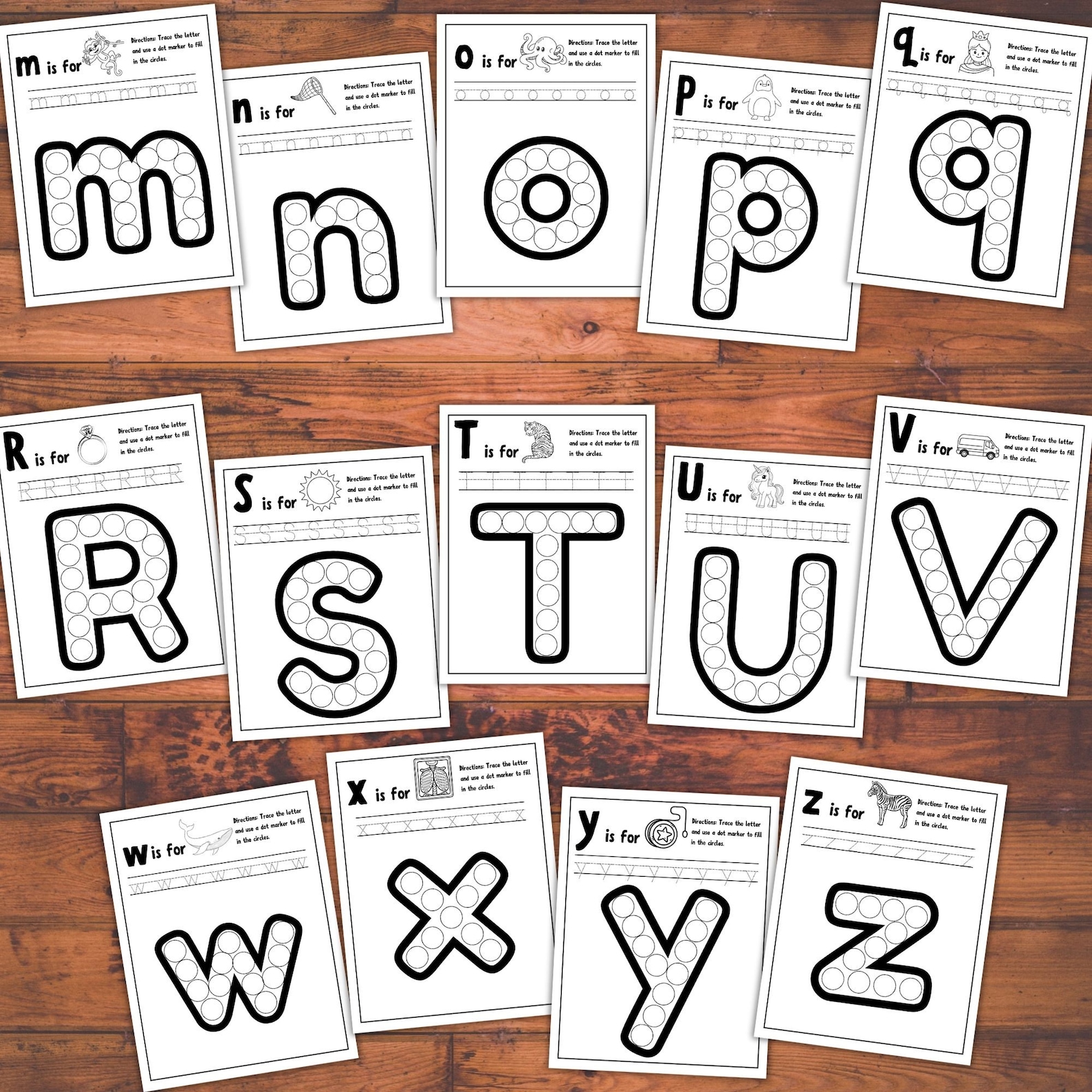 Alphabet & Number Dot Marker Worksheets, Homeschool Printable ...