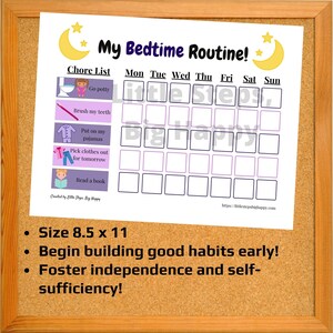 Customizable Printable Bedtime Routine Chart for Kids | Chore List W ...