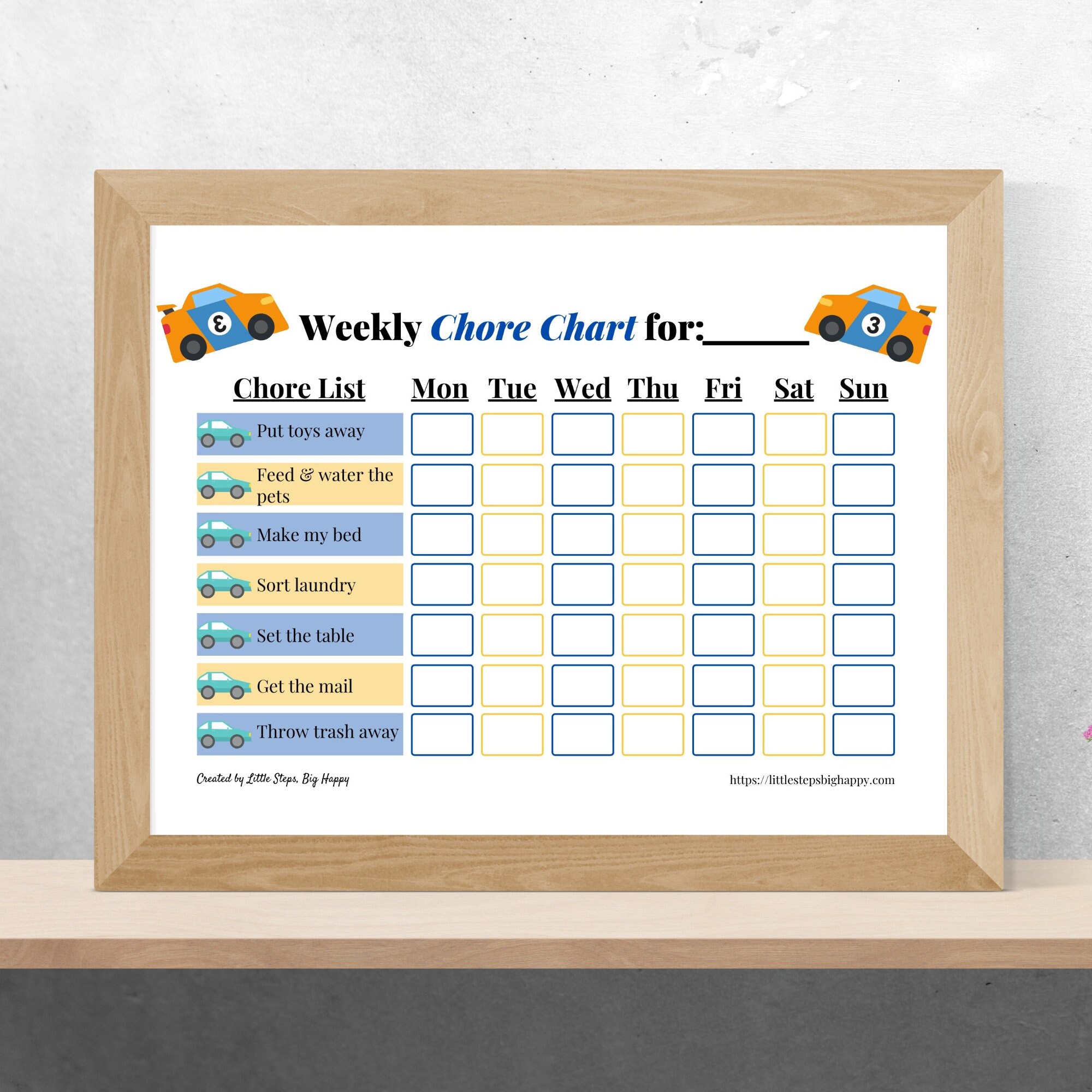 Preschool Chore Chart Ages 3-4: Weekly Kids Printable (PDF) - Etsy