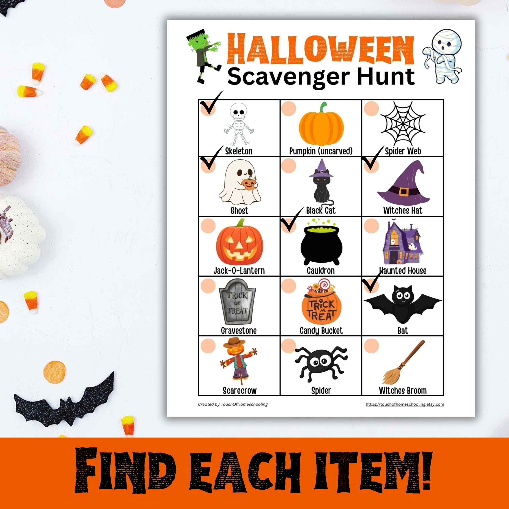 Halloween Scavenger Hunt for Kids, Halloween Activity, Halloween ...