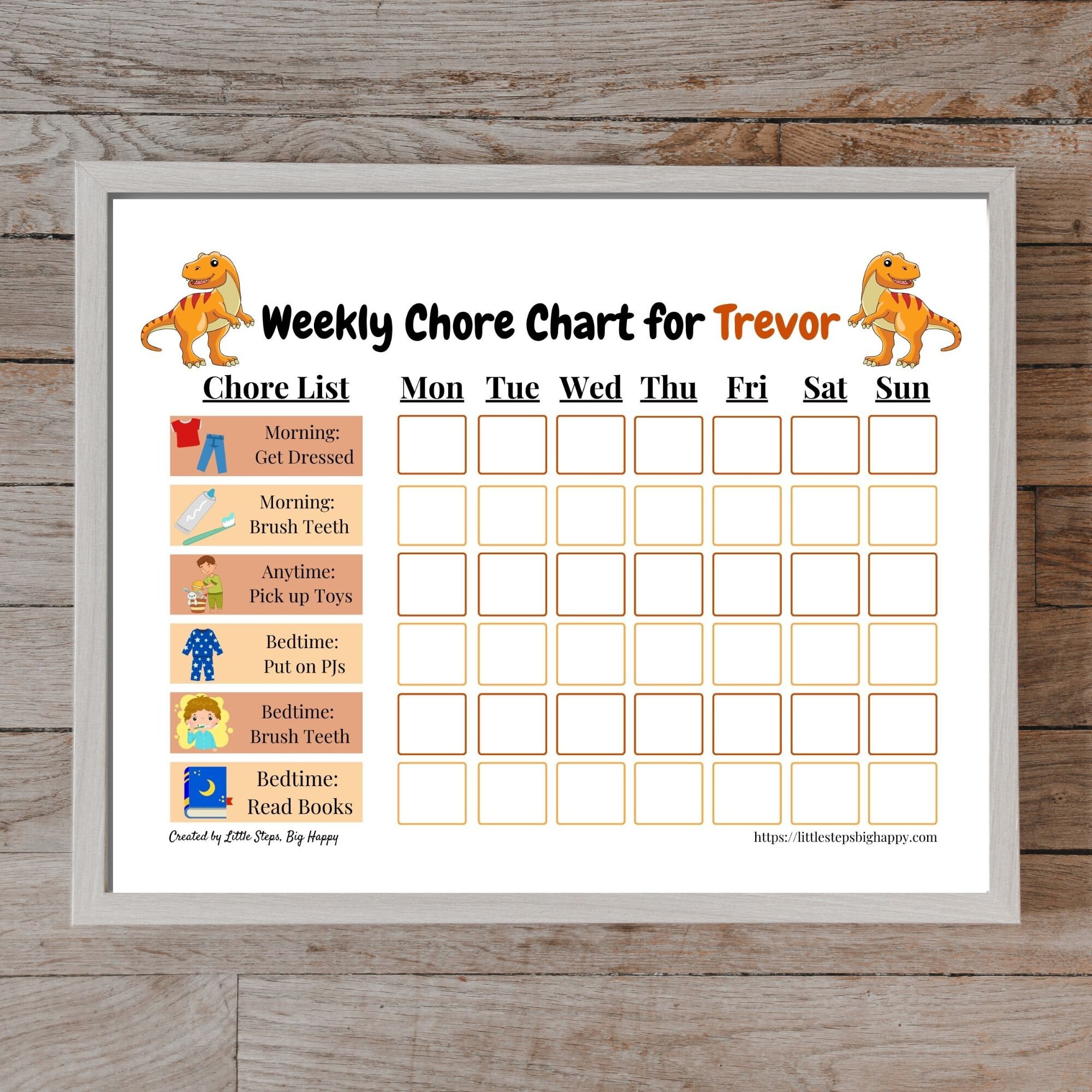Customizable Printable Weekly Chore Chart for Kids Chore List W ...
