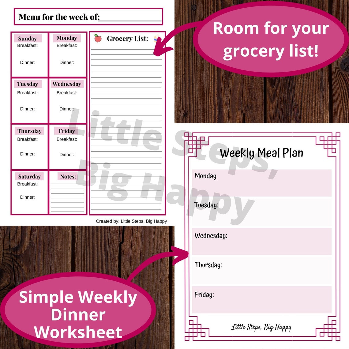 Weekly Meal Planning Worksheets | Printable Daily Meal Tracker | Meal ...