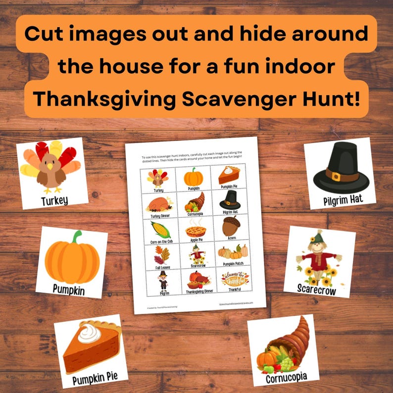 Thanksgiving Scavenger Hunt for Kids, Thanksgiving Activity ...