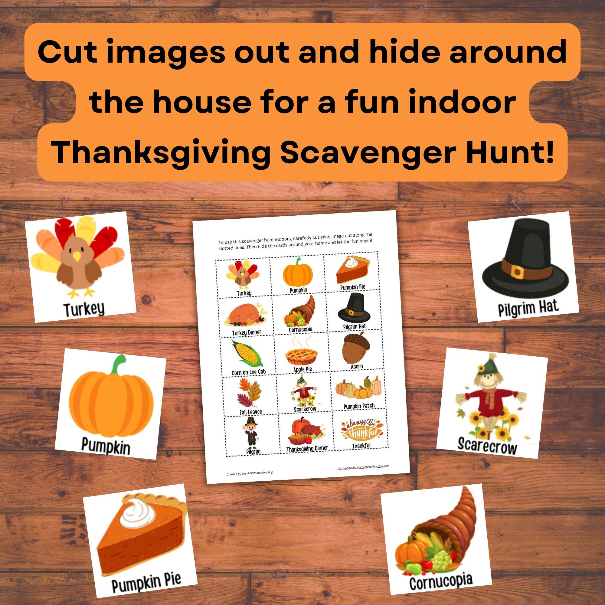 Thanksgiving Scavenger Hunt for Kids, Thanksgiving Activity ...