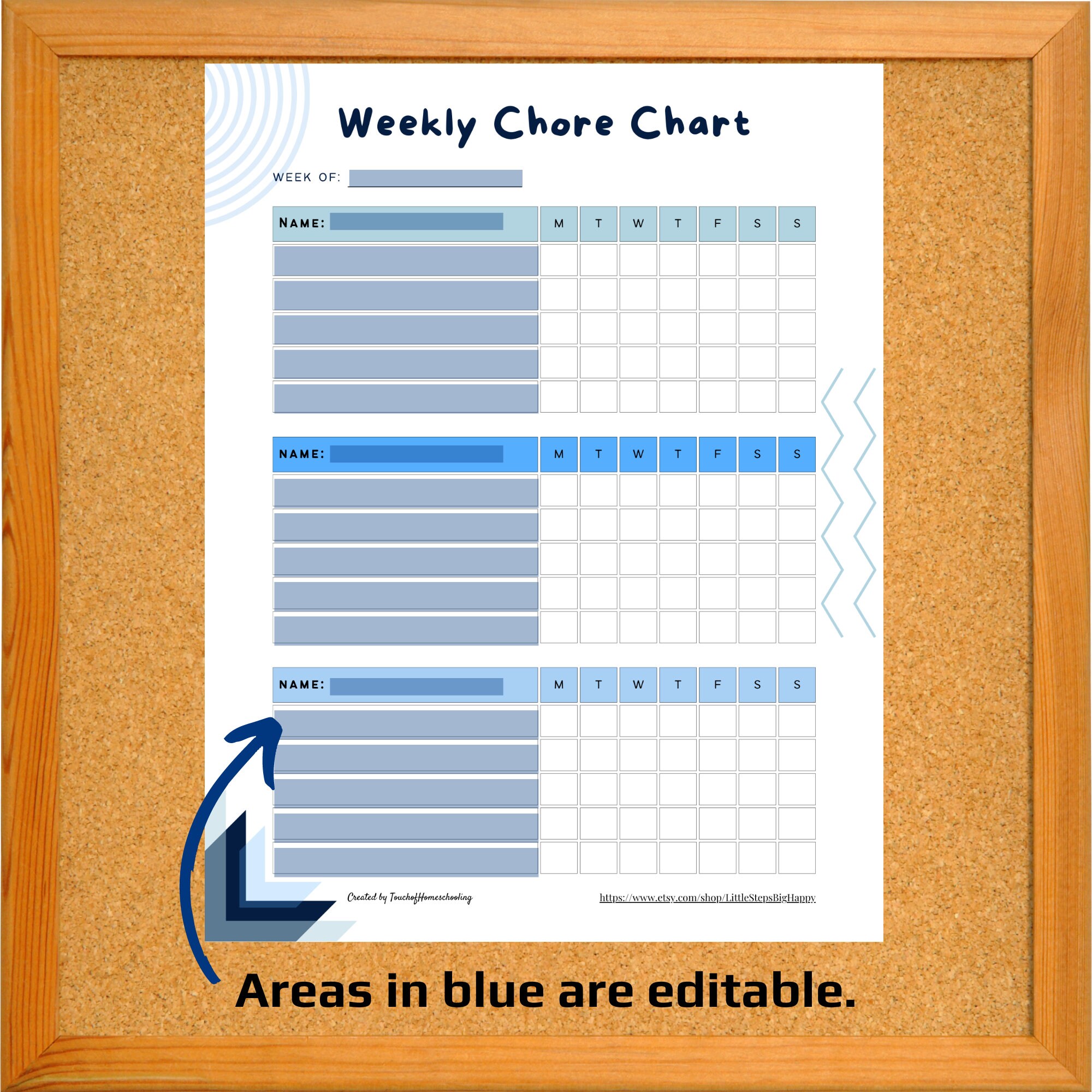 Chore Chart for 3 Kids: Weekly Family Checklist (printable PDF) - Etsy