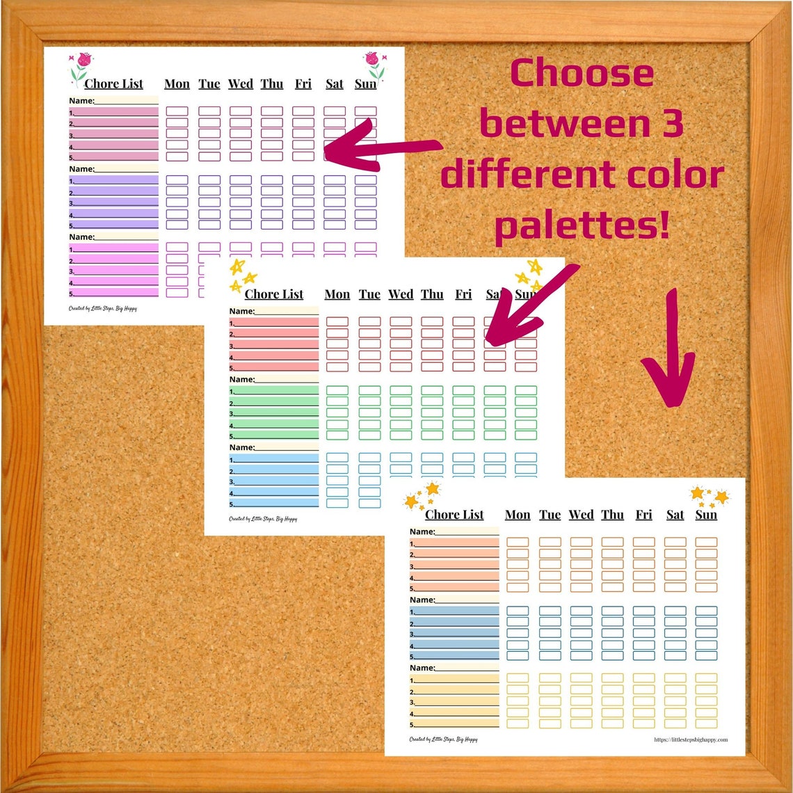Weekly Chore Chart for 3 Kids Printable Chore List Multiple Kids ...