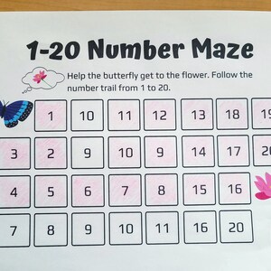 Number Mazes 1-20: Preschool Counting Practice (PDF Printable) - Etsy