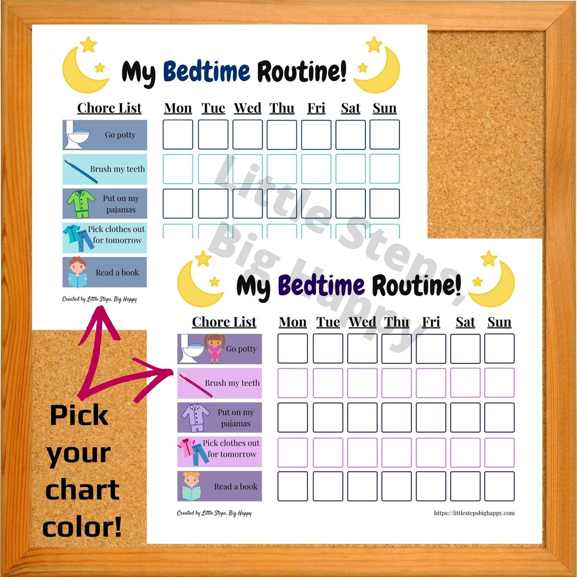 Customizable Printable Bedtime Routine Chart for Kids | Chore List W ...