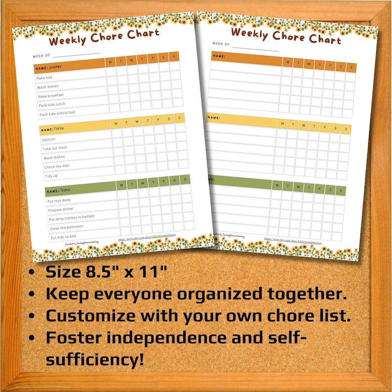 Summer Weekly Chore Chart for 3 Kids, Printable Chore List, Multiple ...