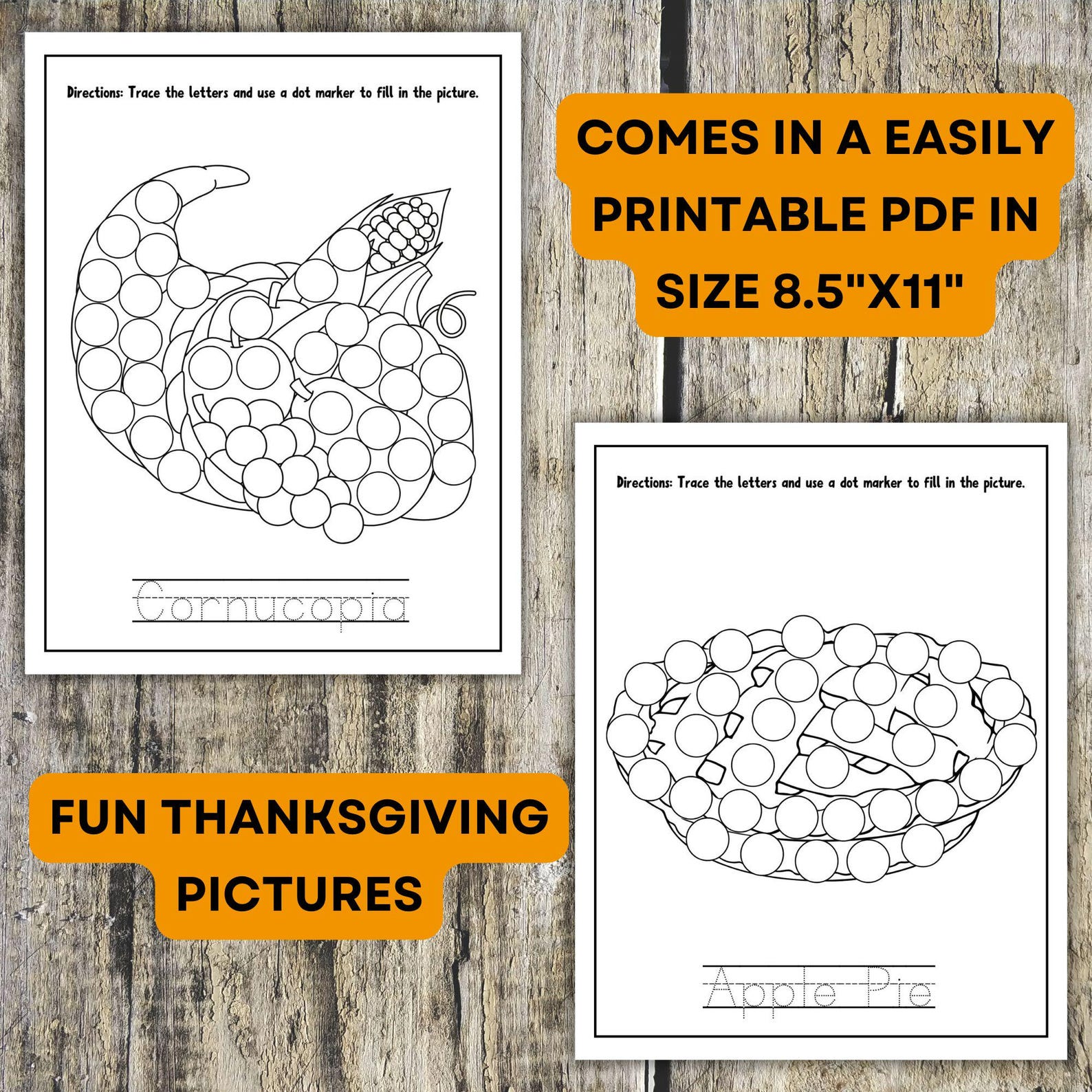 Thanksgiving Printable Dot Marker Worksheets for Kids, Thanksgiving ...