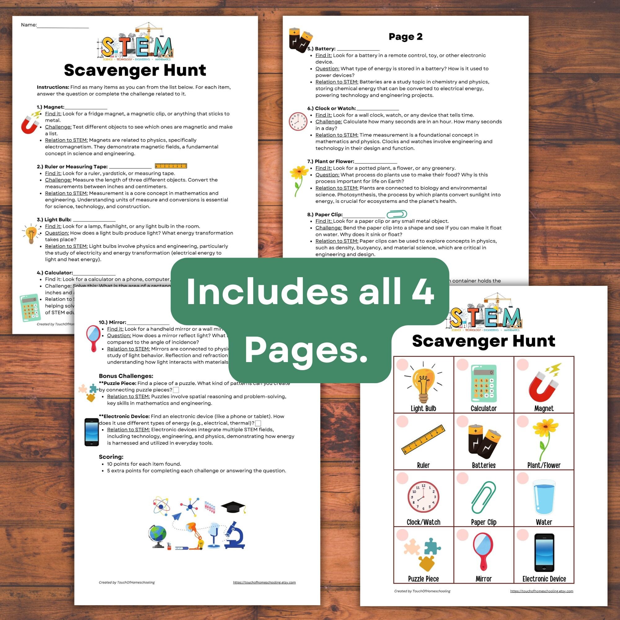 STEM Scavenger Hunt for Kids: Family Indoor Activity (printable PDF) - Etsy