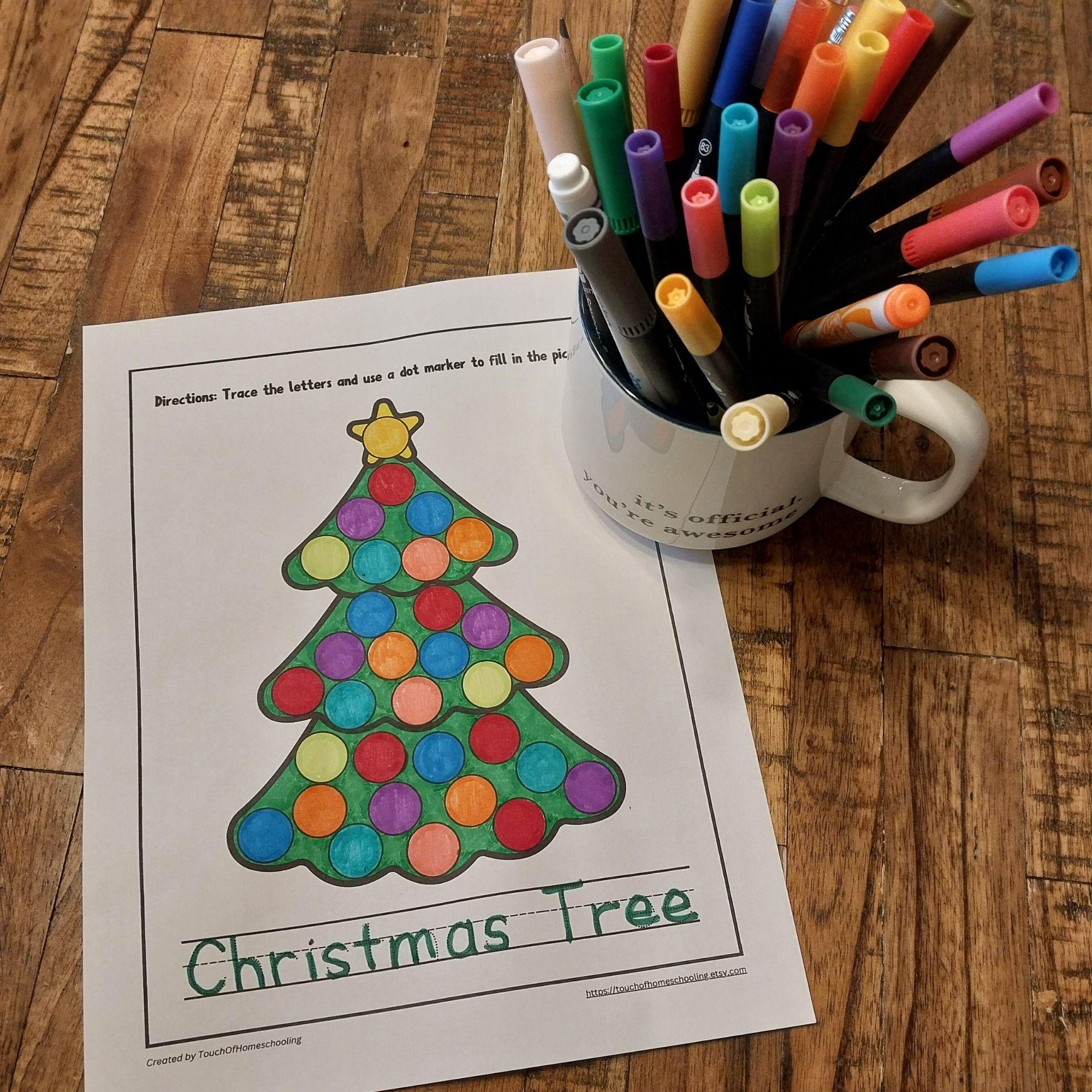 Christmas Printable Dot Marker Worksheets for Kids, Christmas Activity ...