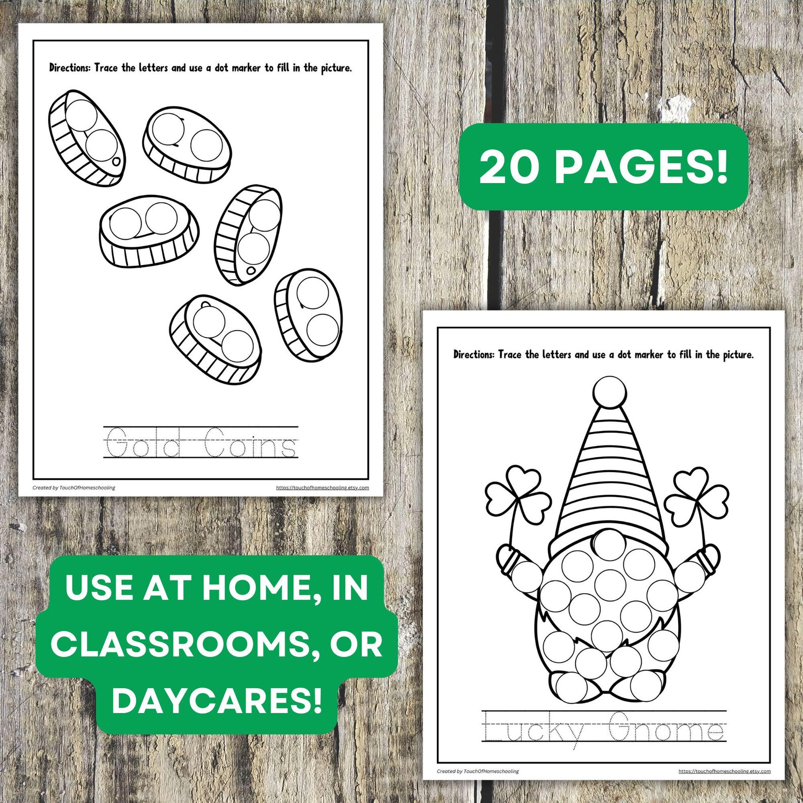 St. Patrick's Day Printable Dot Marker Worksheets for Kids, Saint ...