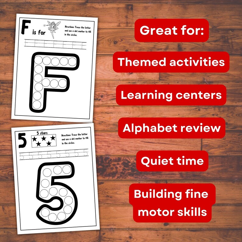 Alphabet & Number Dot Marker Worksheets, Homeschool Printable ...