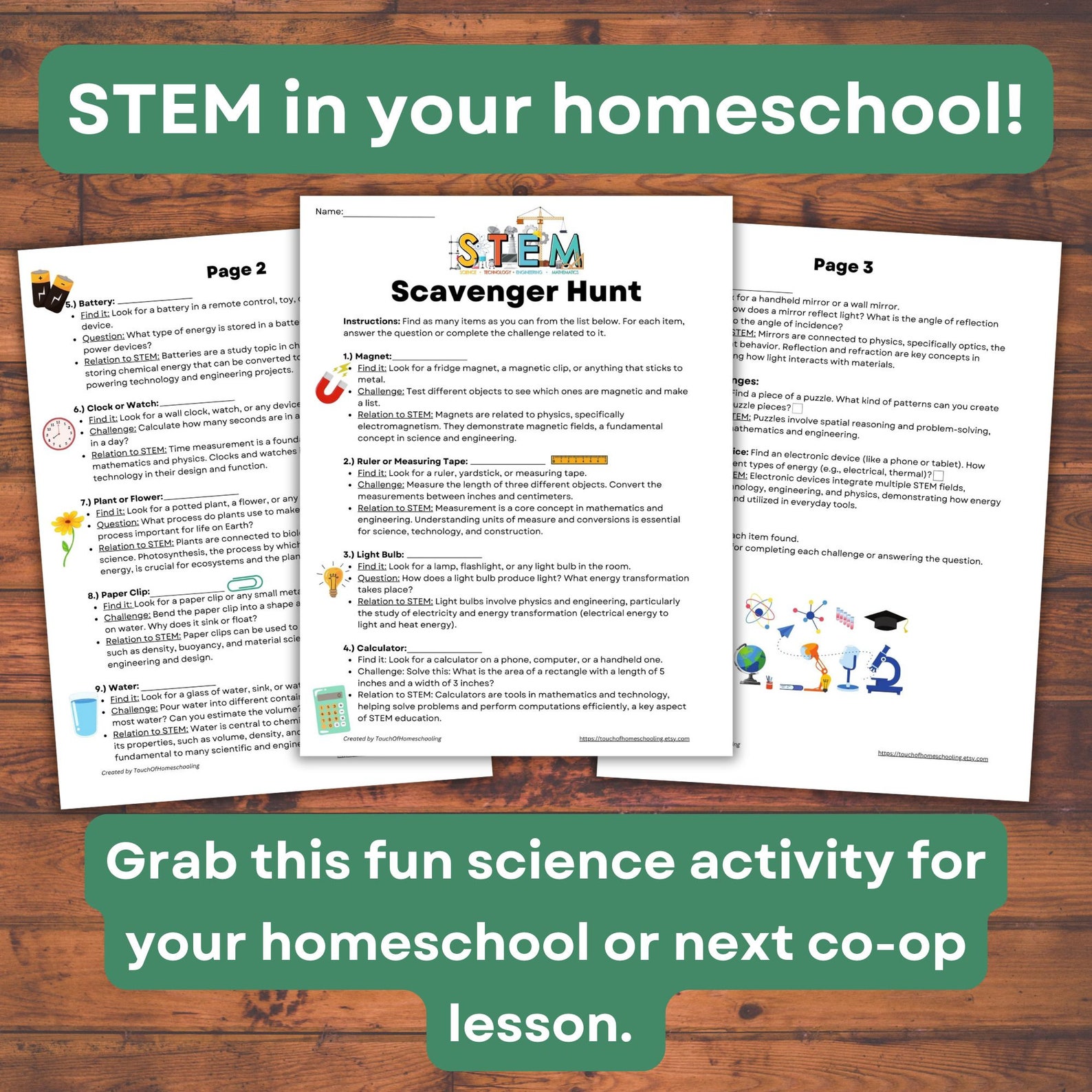 STEM Scavenger Hunt for Kids: Family Indoor Activity (printable PDF) - Etsy