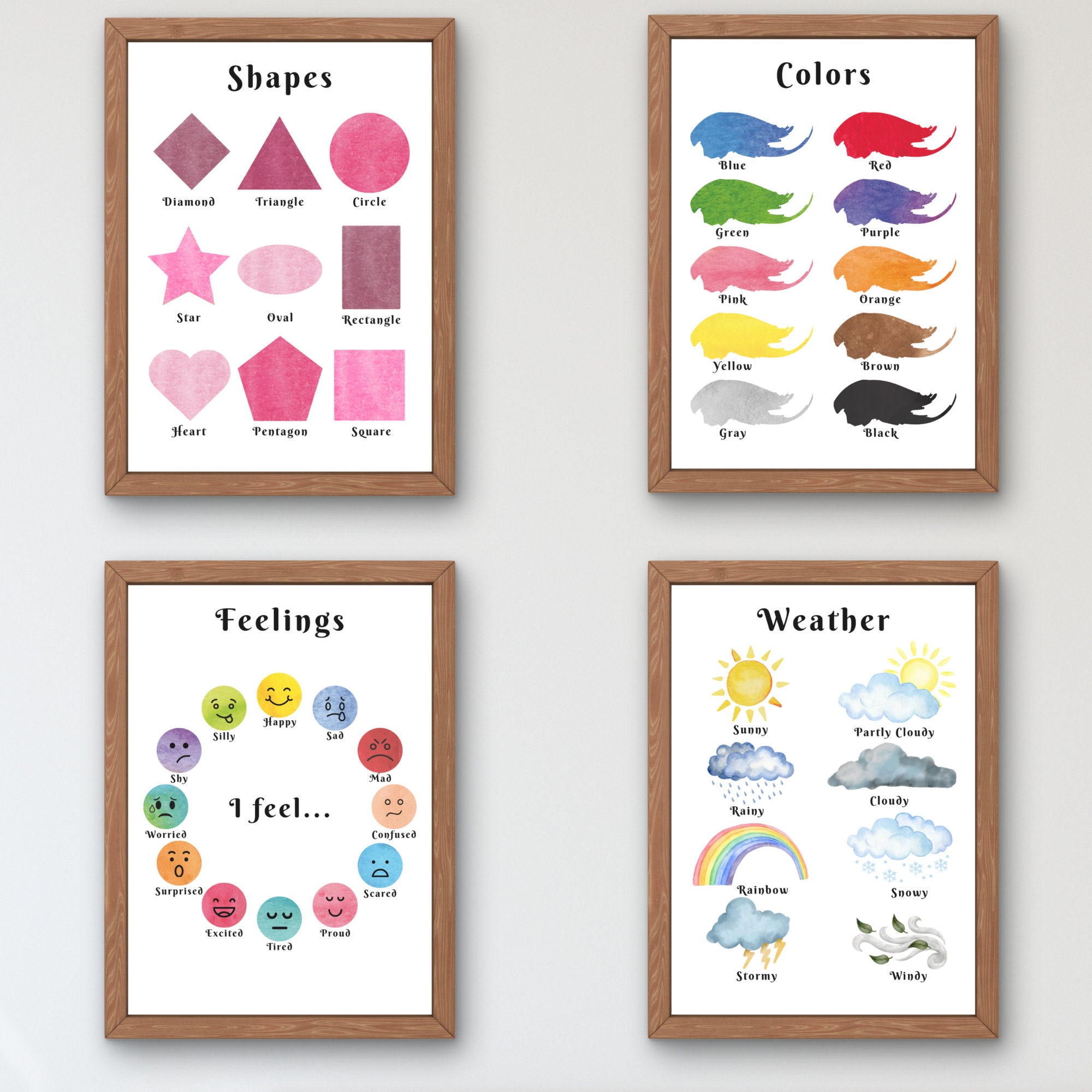 Pink Educational Posters: Alphabet, Numbers, Homeschool Prints (digital ...