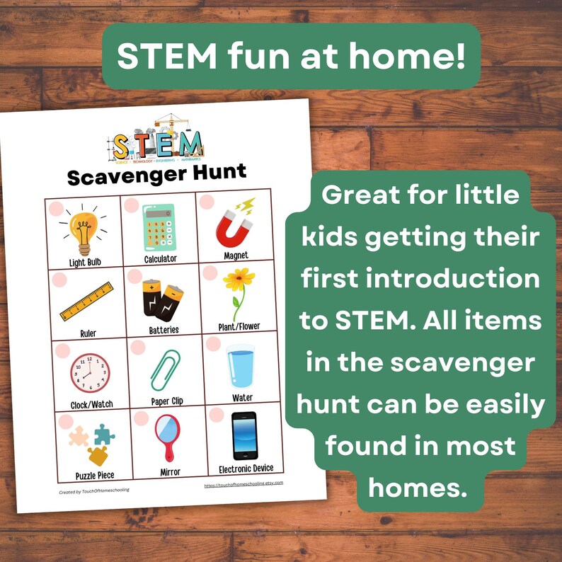 STEM Scavenger Hunt for Kids: Family Indoor Activity (printable PDF) - Etsy