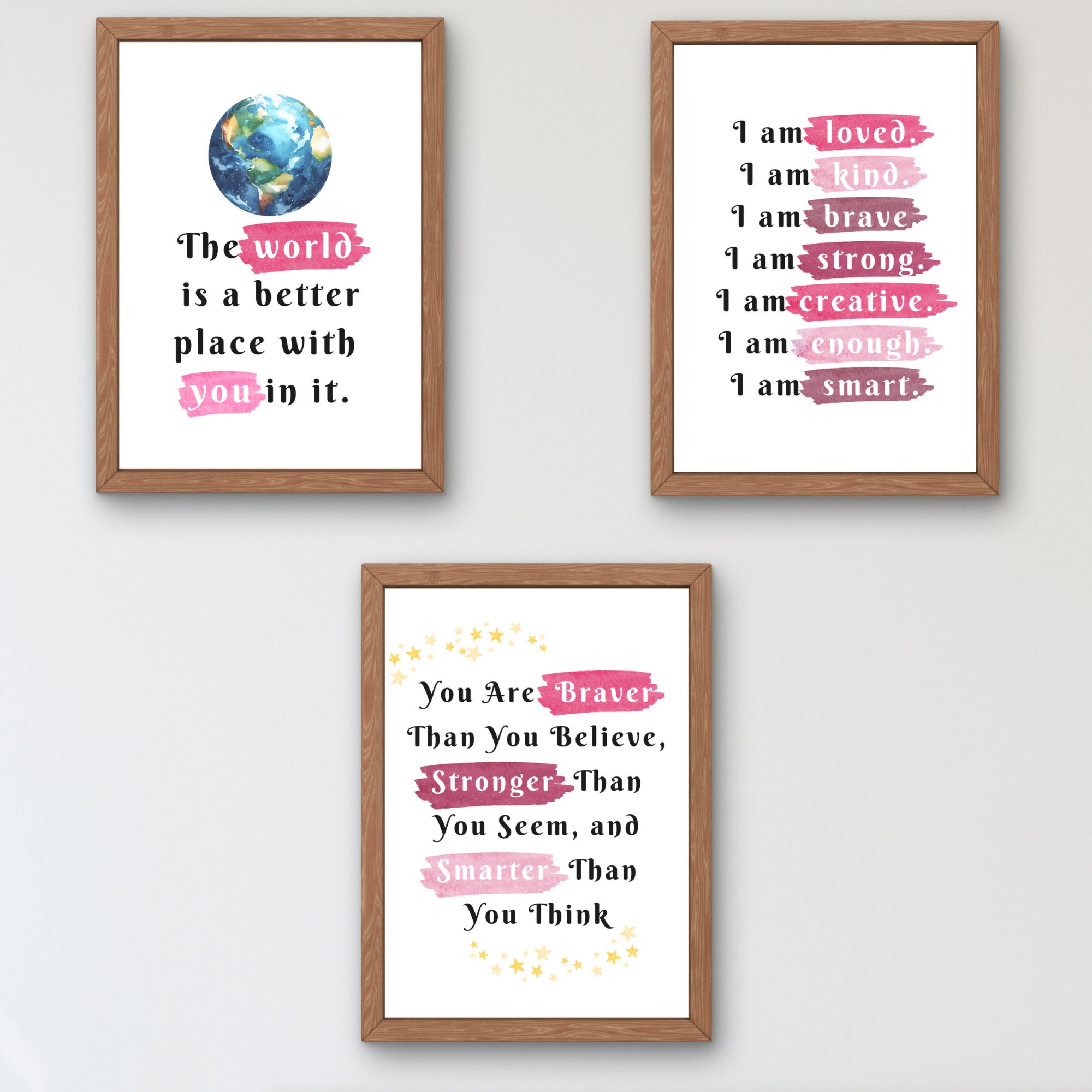 Pink Educational Posters: Alphabet, Numbers, Homeschool Prints (digital ...