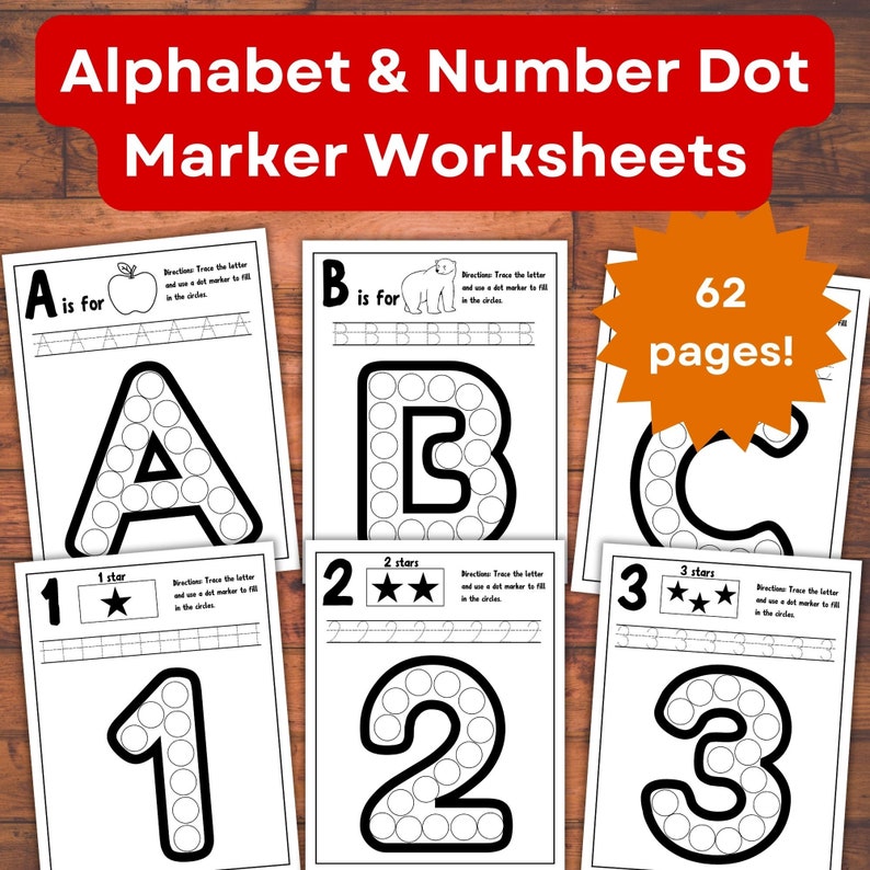Alphabet & Number Dot Marker Worksheets, Homeschool Printable ...