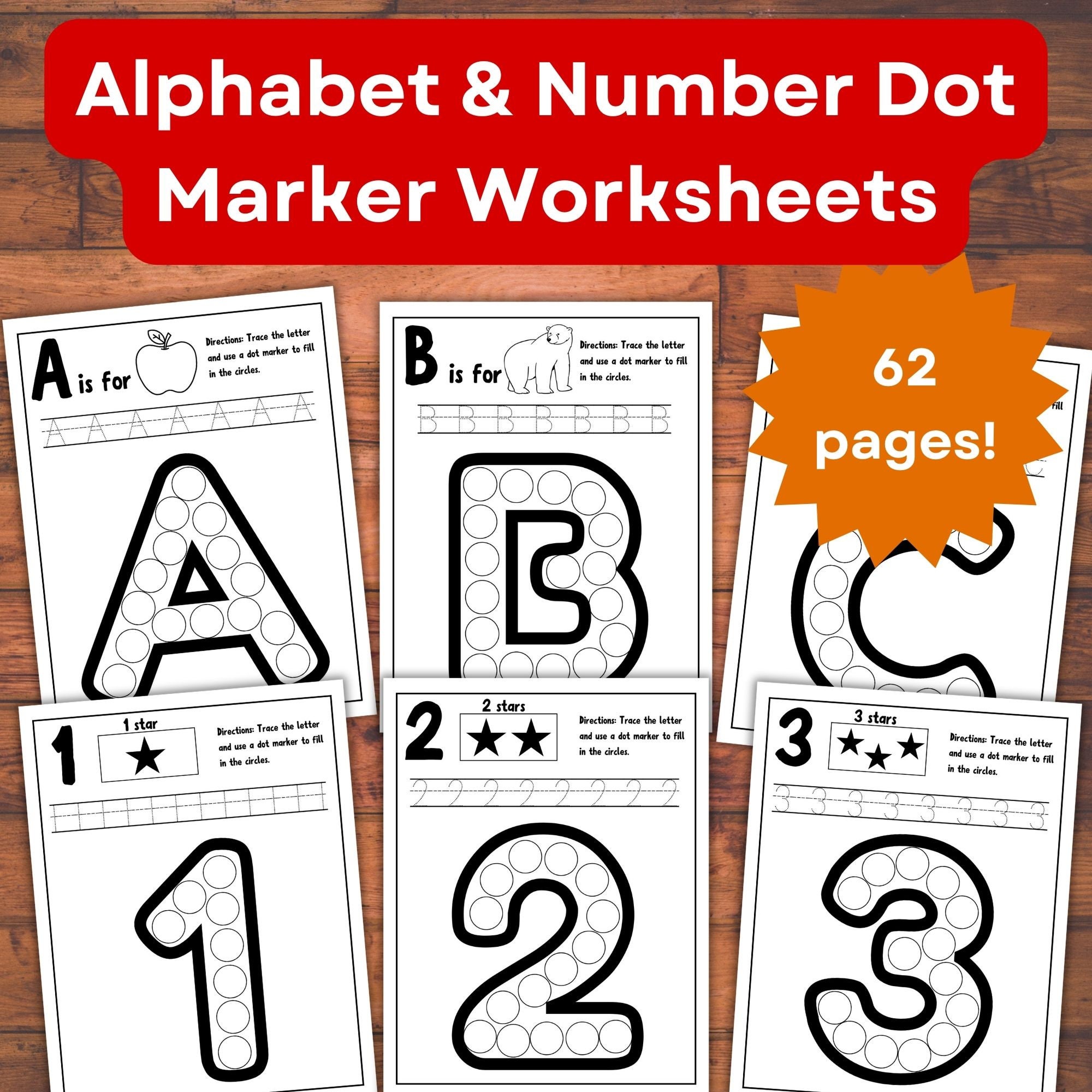 Alphabet & Number Dot Marker Worksheets, Homeschool Printable ...