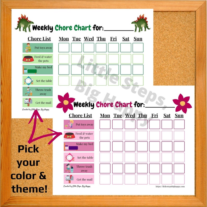 Customizable Printable Weekly Chore Chart for Kids | Chore List W ...