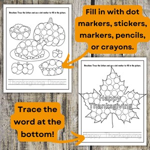 Thanksgiving Printable Dot Marker Worksheets for Kids, Thanksgiving ...
