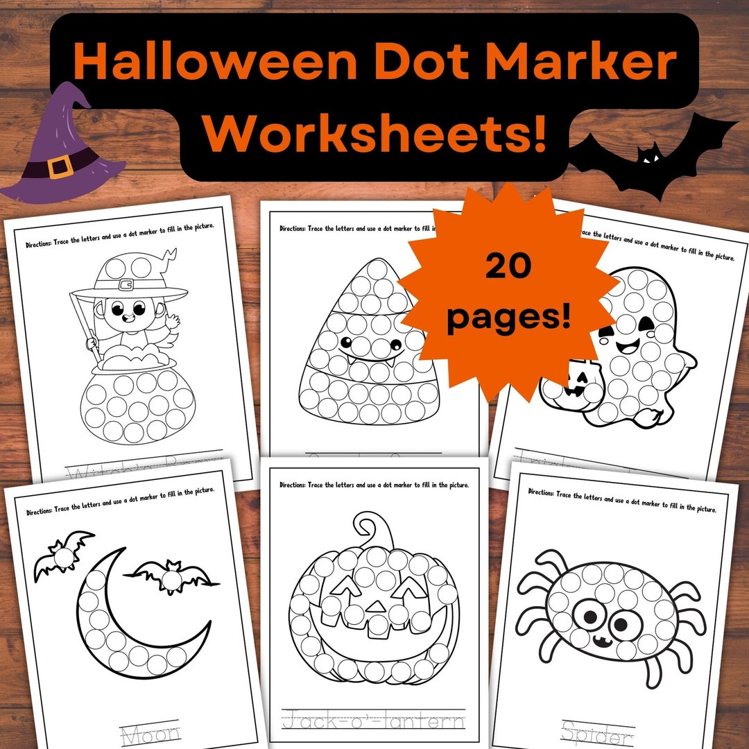 Halloween Printable Dot Marker Worksheets for Kids, Halloween Activity ...