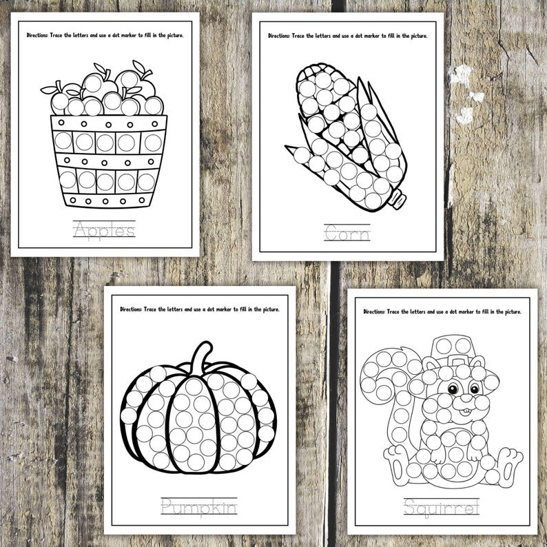 Thanksgiving Printable Dot Marker Worksheets for Kids, Thanksgiving ...