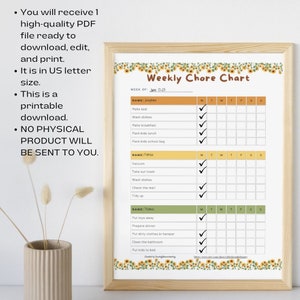 Summer Weekly Chore Chart for 3 Kids, Printable Chore List, Multiple ...