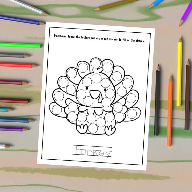 Thanksgiving Printable Dot Marker Worksheets for Kids, Thanksgiving ...