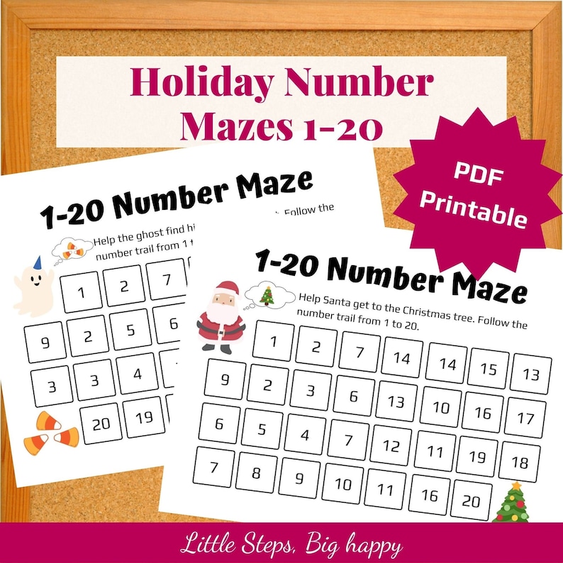 Holiday Counting Number Mazes 1-20 | Printable Worksheets for Kids ...