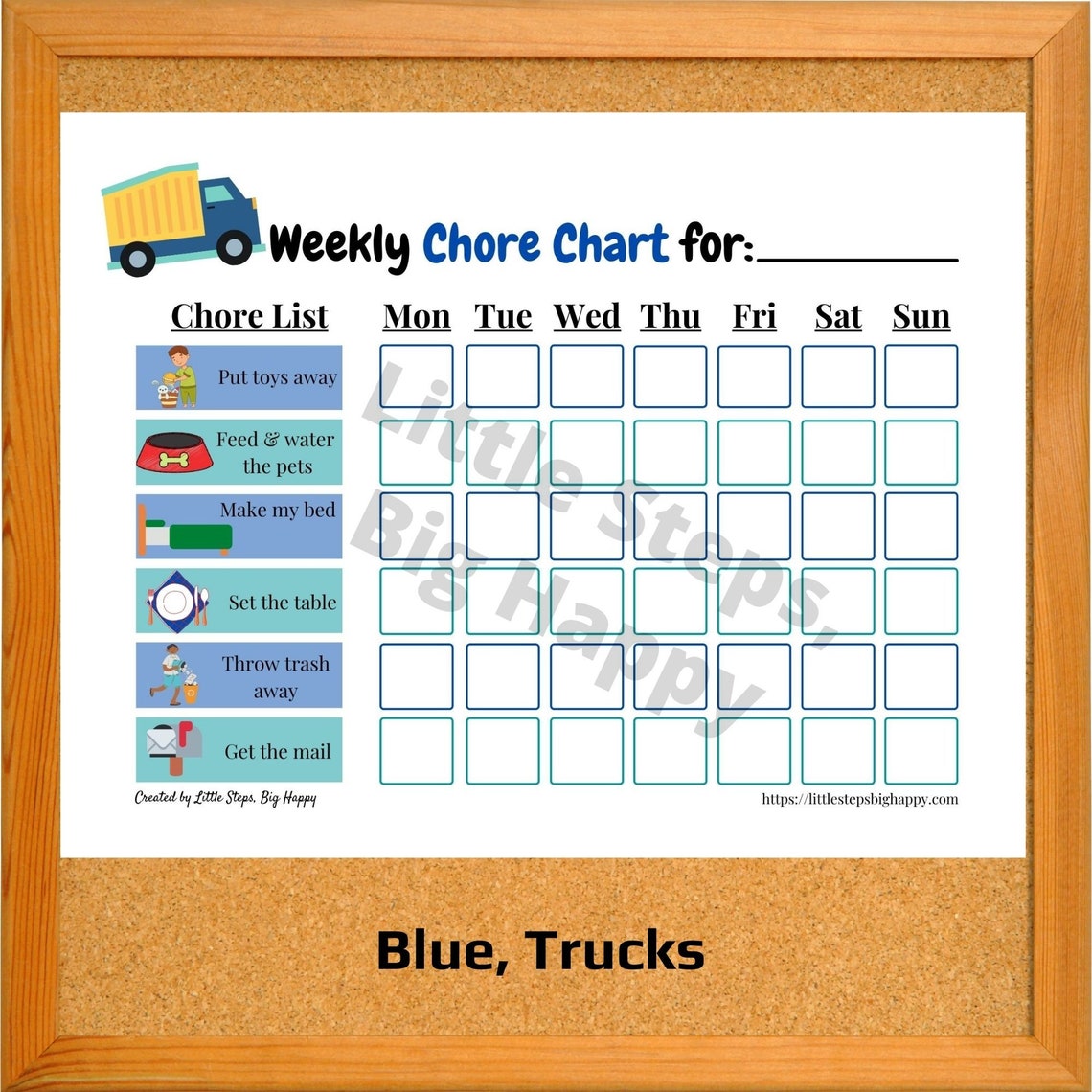 Customizable Printable Weekly Chore Chart for Kids Chore | Etsy