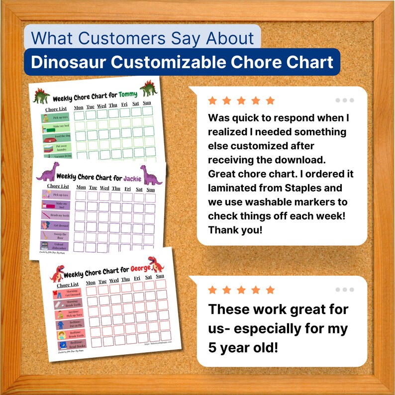 Dinosaur Chore Chart for Kids: Editable Weekly Checklist (PDF Printable ...