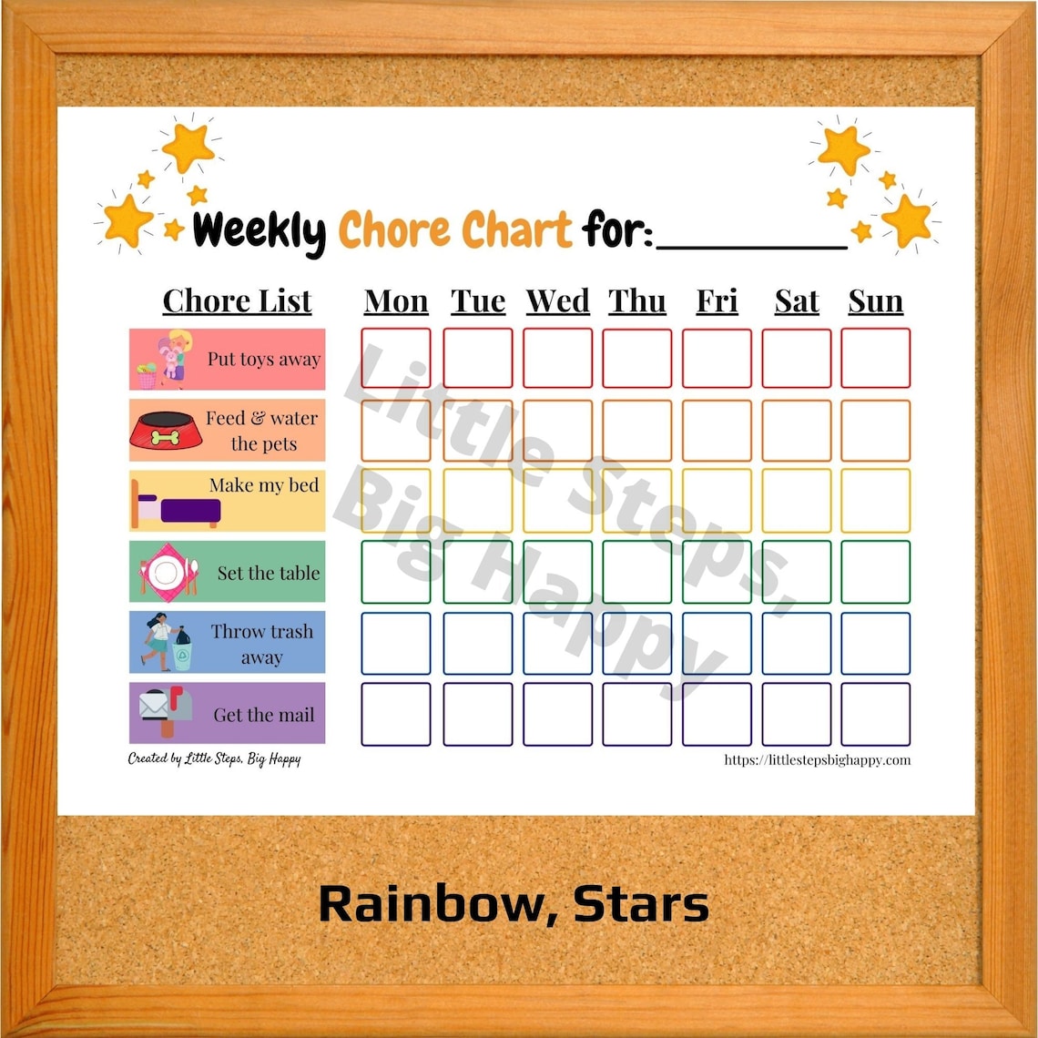 Customizable Printable Weekly Chore Chart for Kids Chore | Etsy