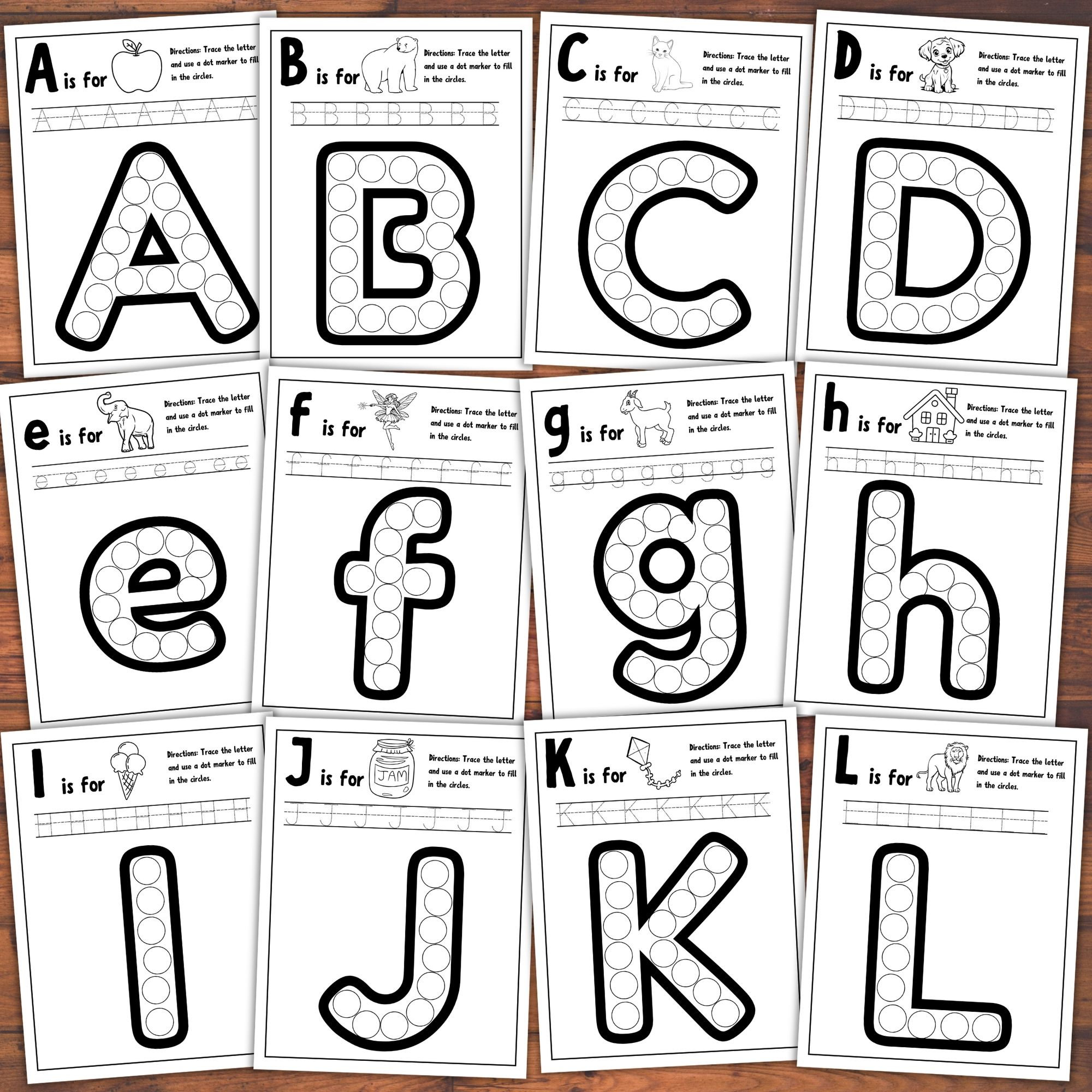 Alphabet & Number Dot Marker Worksheets, Homeschool Printable ...