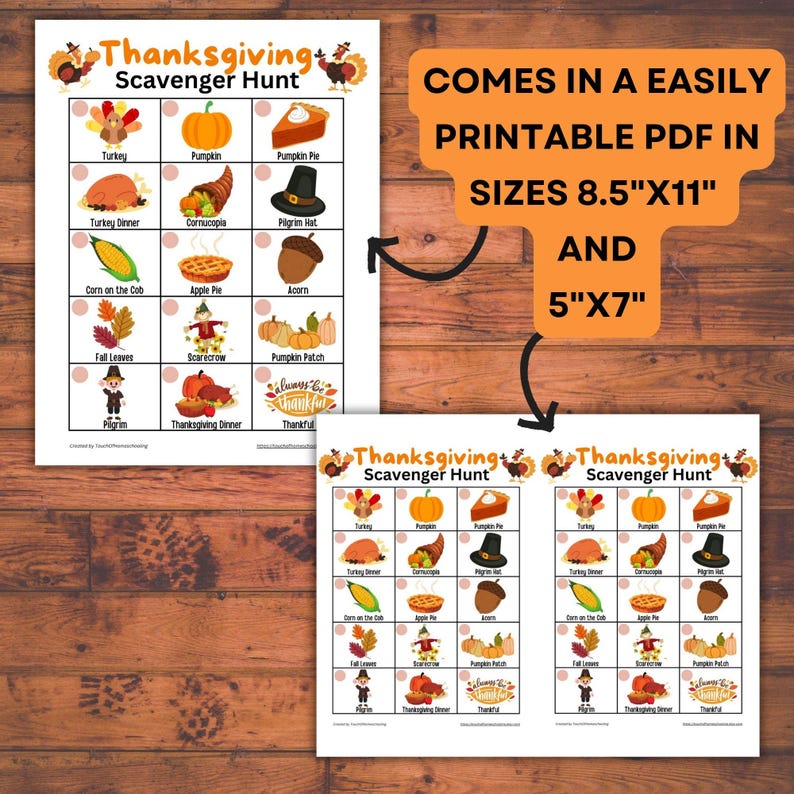 Thanksgiving Scavenger Hunt for Kids, Thanksgiving Activity ...