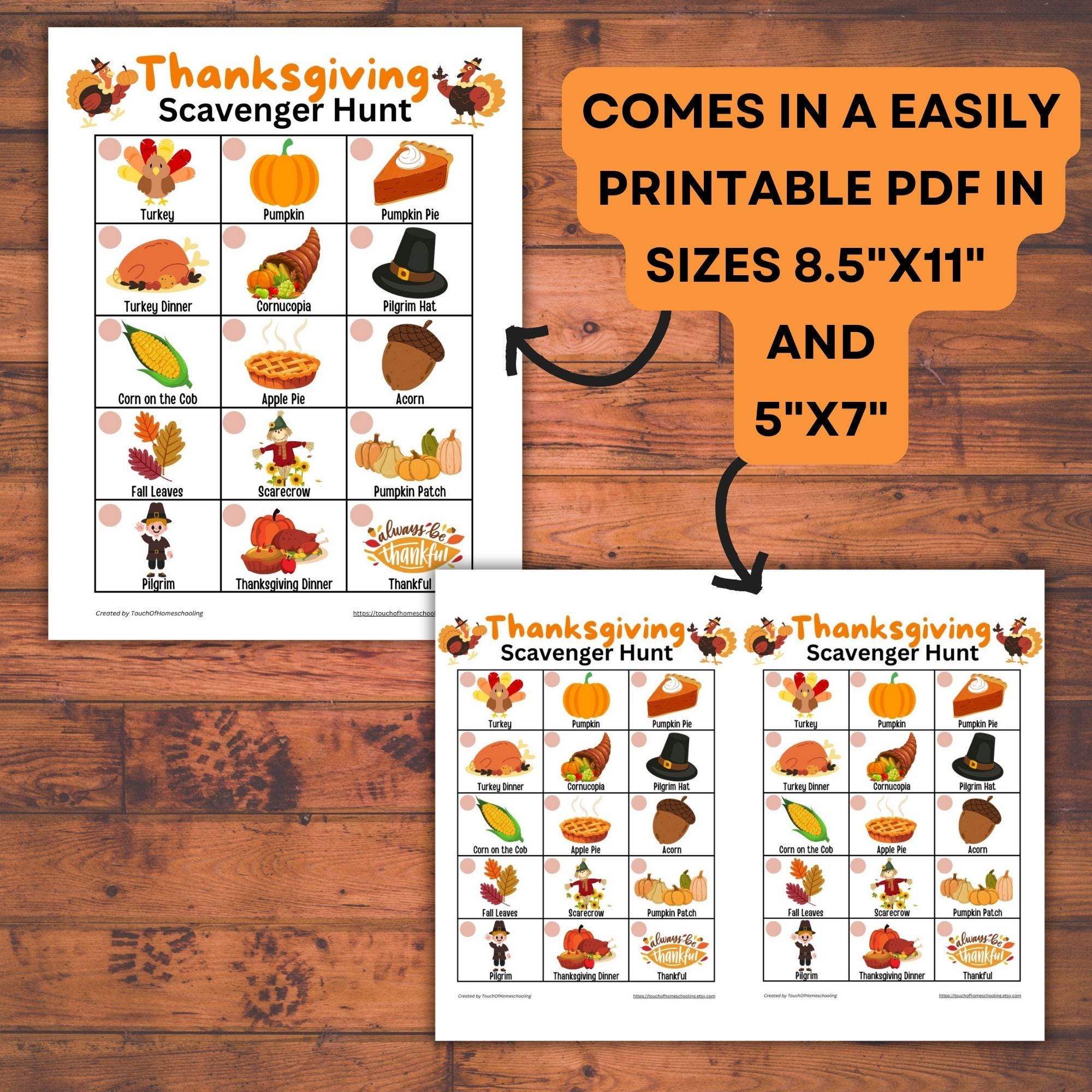 Thanksgiving Scavenger Hunt for Kids, Thanksgiving Activity ...